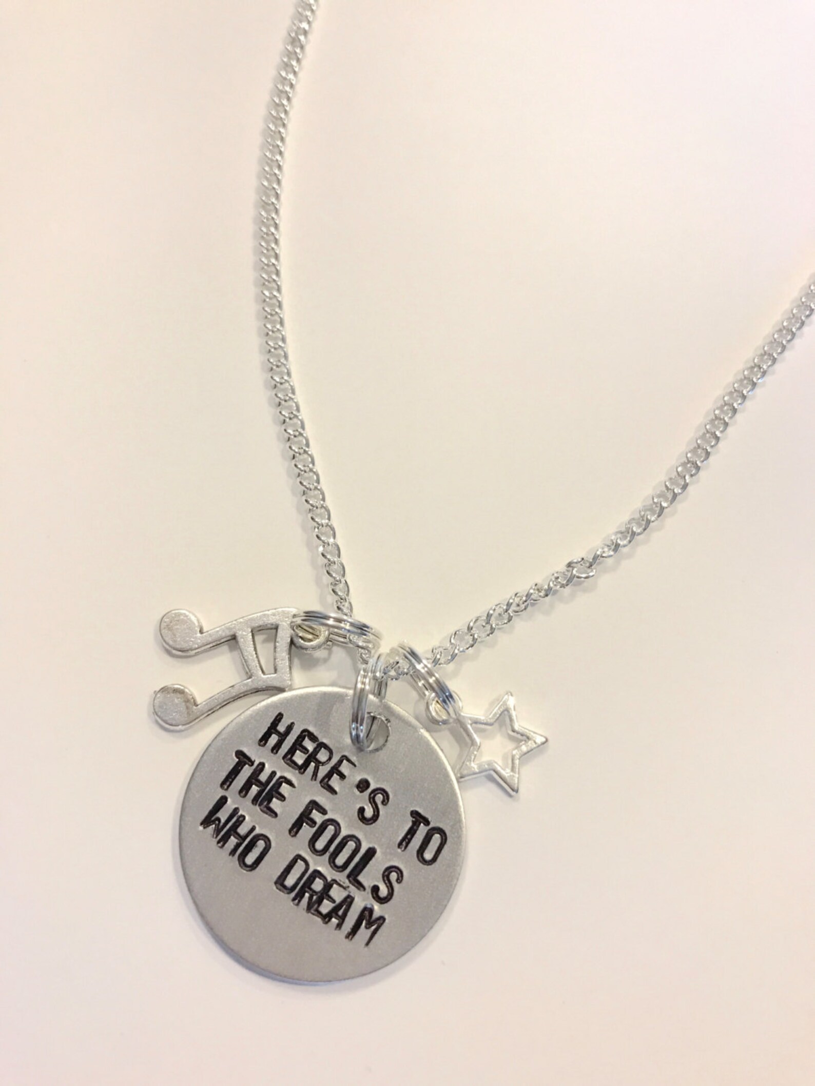 Lala Land Inspired Hand-stamped Necklace - "here's to the Fools Who ...