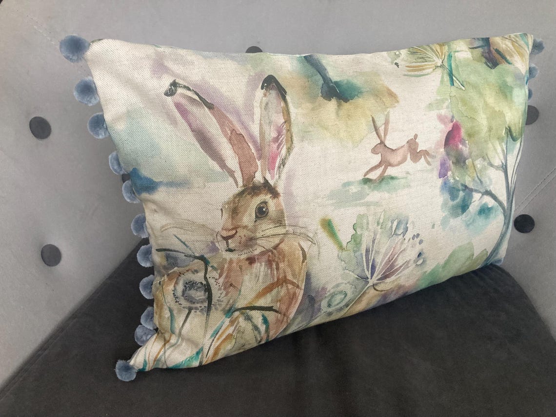 Hand-painted Countryside Hare Cushion - Unique Home Decor Accent Voyage ...