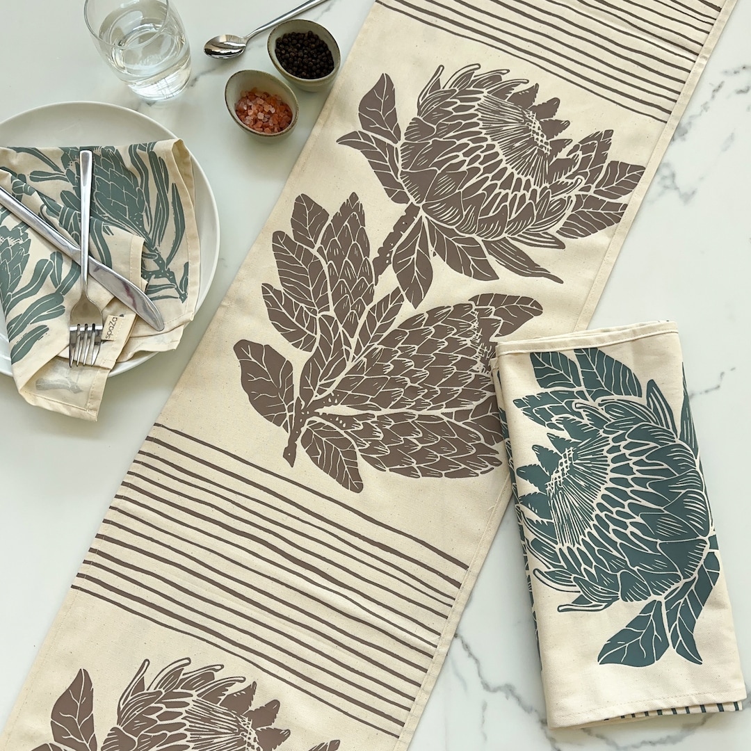 Table Runner Protea Print Tablecloth and Table Decor - Etsy