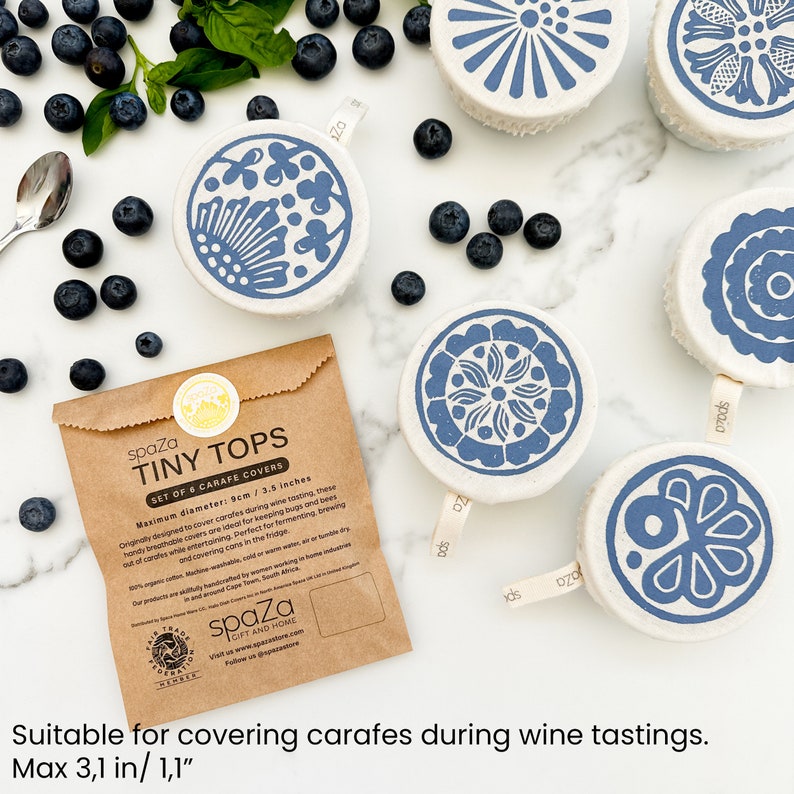 Tiny Top 3 Inch/8 Cm Cotton Cover 6 Pack for Jars, Carafes, Ramekins ...