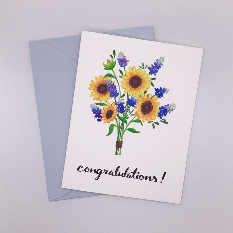 Sunflower Congrats Card Congratulations Greeting Card - Etsy