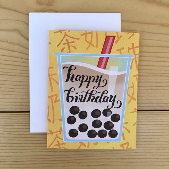 Happy Birthday Boba Tea Milk Tea Asian Happy Birthday | Etsy