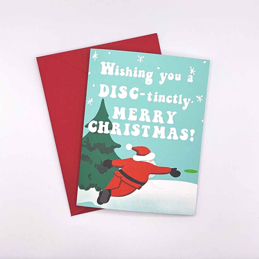 Santa Disc Golf Christmas Card | Disc Golf Holiday Cards | Winter Disc ...