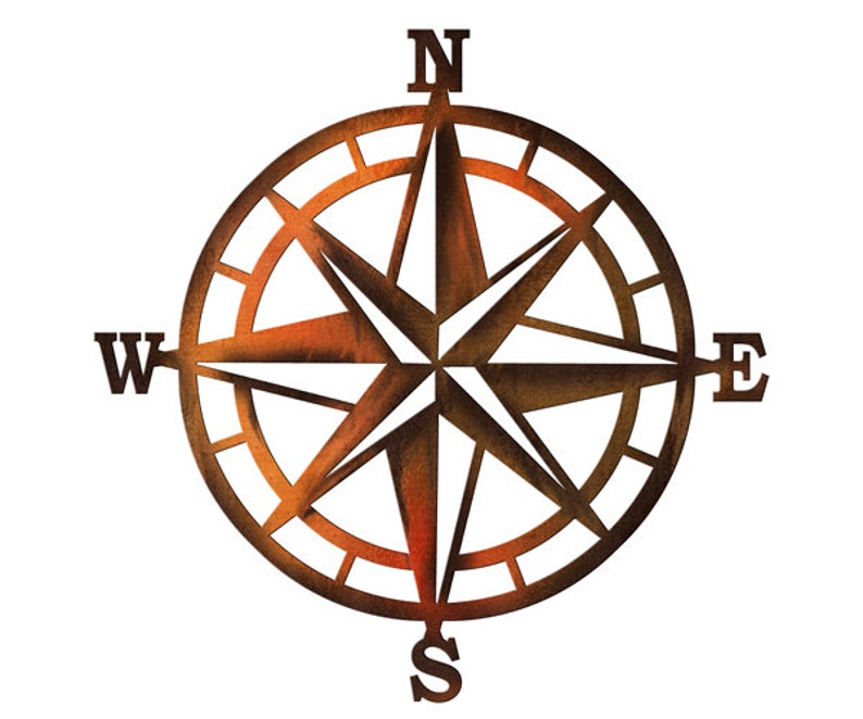Compass Metal Sign With The Illusion Of A Copper Finish 18x18 Etsy
