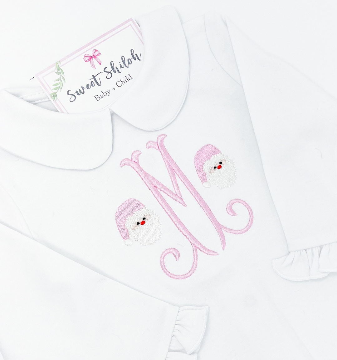Girls Christmas Santa Shirt, Christmas Monogram Shirt, Holiday Santa ...