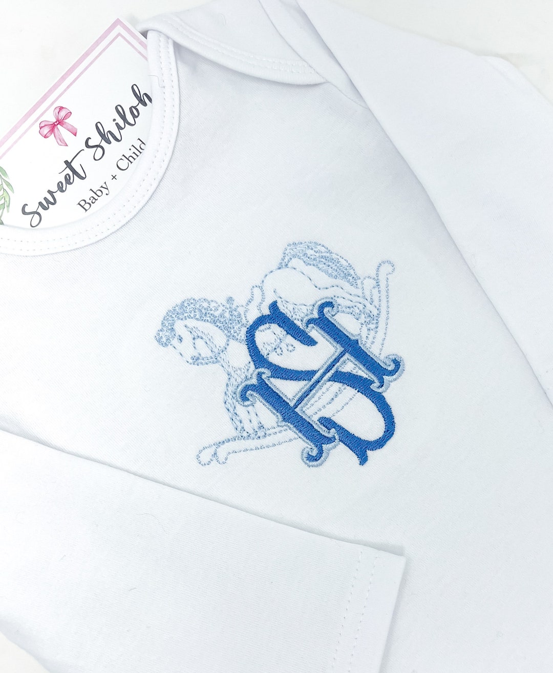 Baby Monogram Gift Set, Baby Boy Monogram Blanket, Monogram Rocking ...