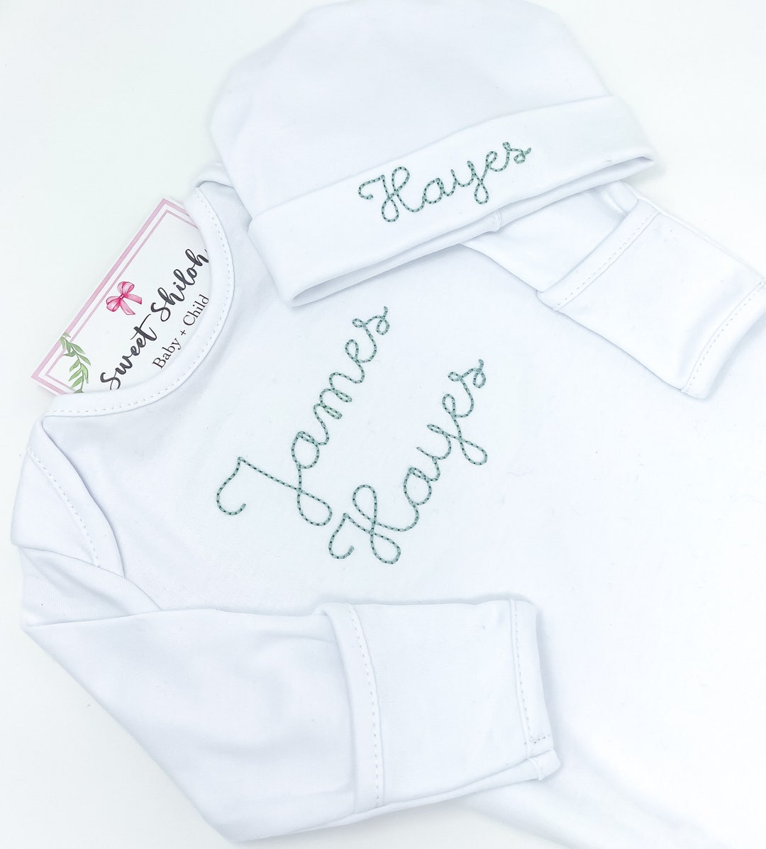 Baby Monogram Gift Set, Baby Boy Monogram Blanket, Monogram Baby Gown ...