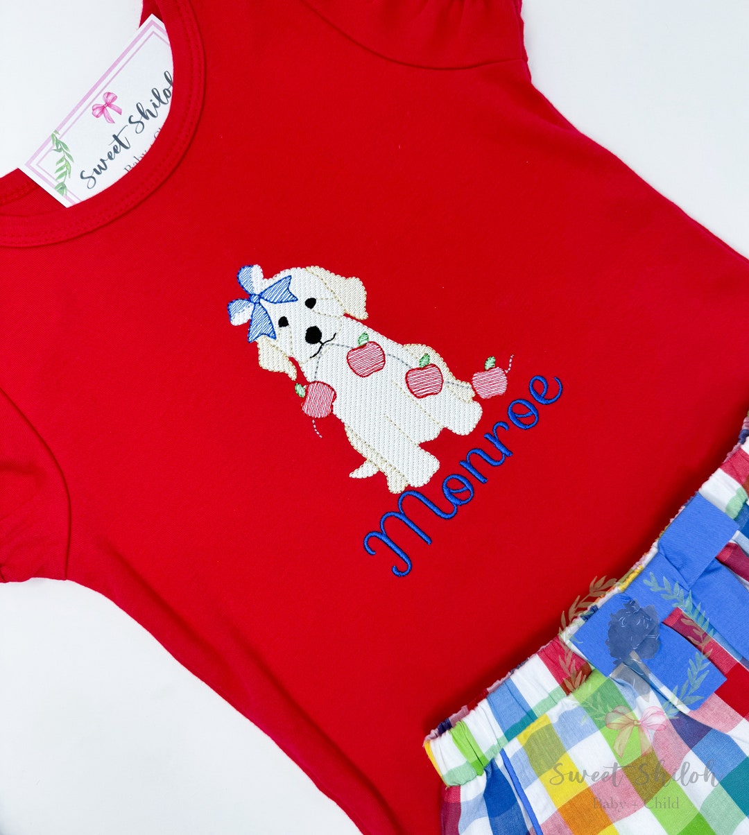 School Goldendoodle Monogram Shirt, Girls Doodle With Apples Shirt ...