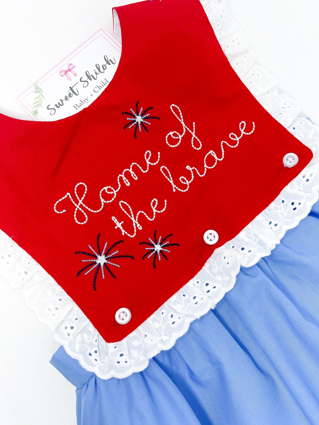Home of the Brave Dress, Girls Monogram Firework Dress, 4th of July ...