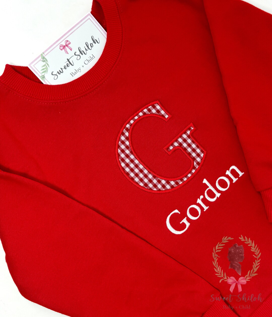 Boys Monogram Gingham Sweatshirt, Monogram Christmas Baby Shirt, Baby ...
