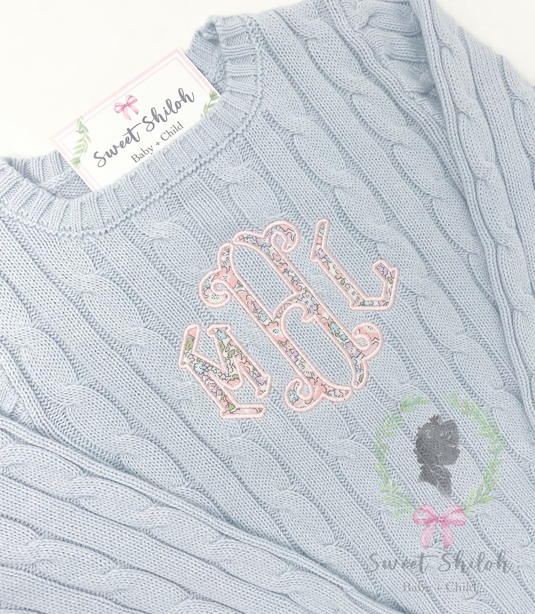 Monogram Cable Knit Sweater, Baby Girl Monogram Pullover, Girls ...