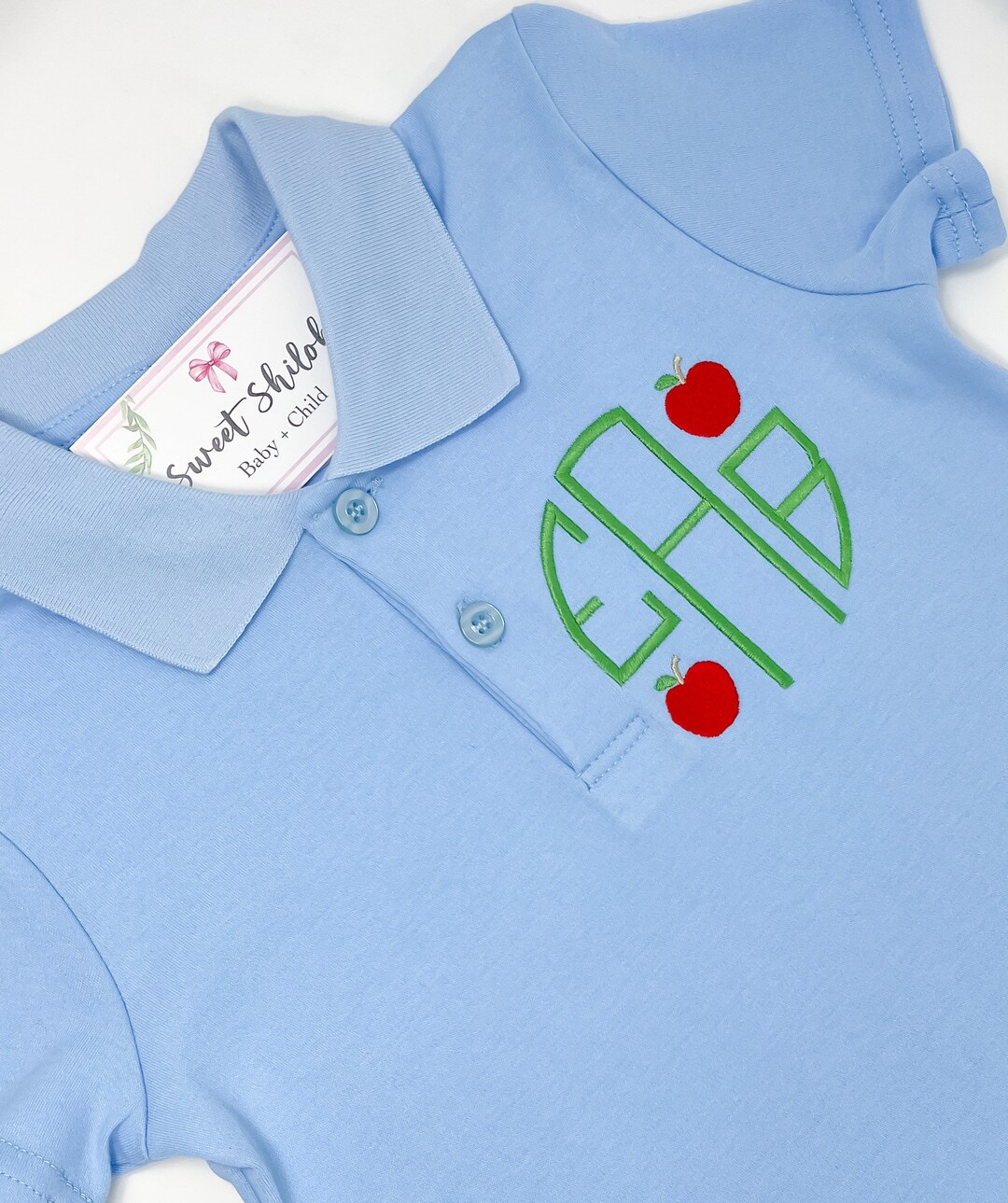 School Monogram Apple Polo, Back to School Outfit, Monogram Apple Shirt ...