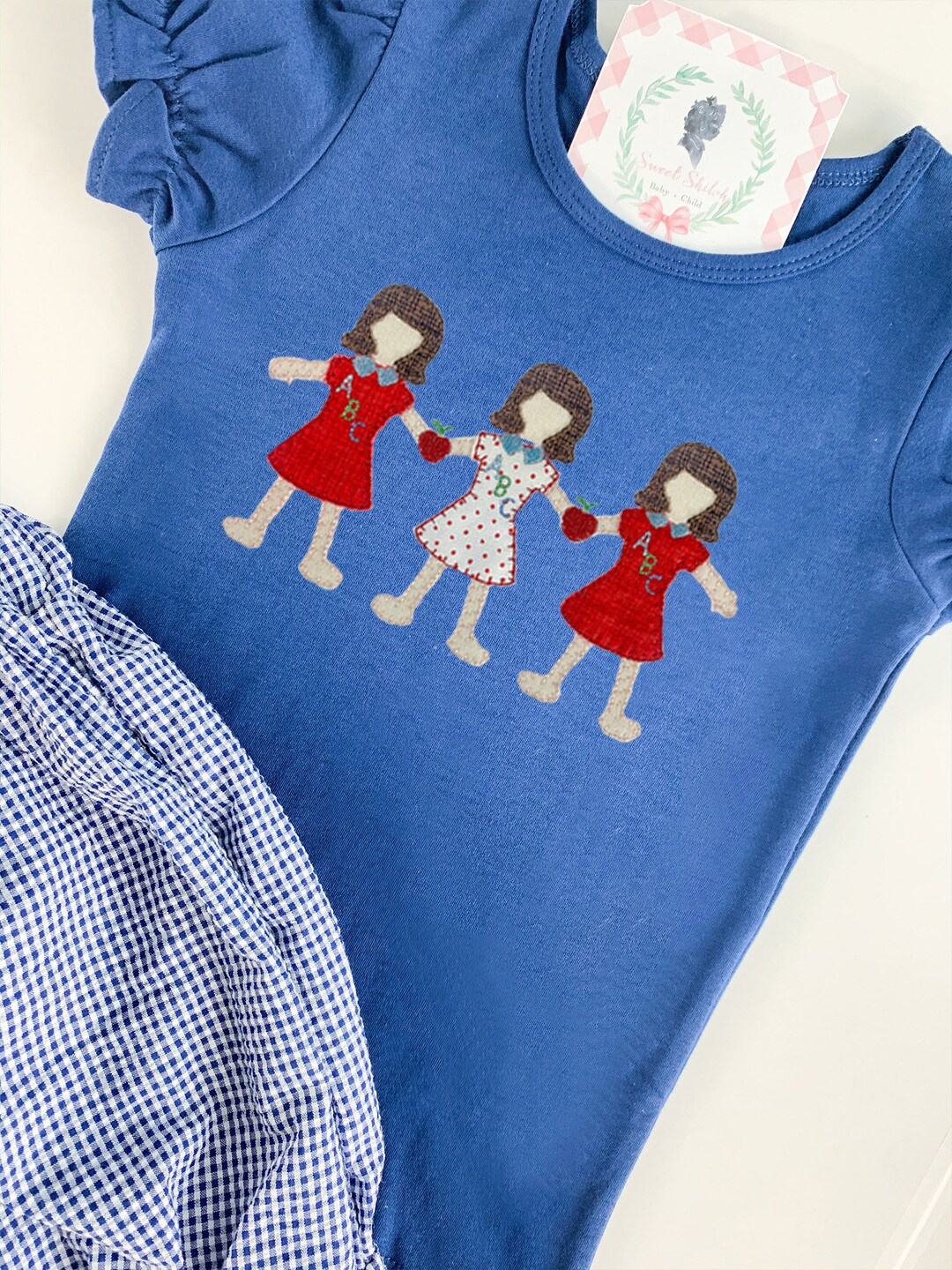 Girls Monogram School Shirt, Back to School Outfit, Paperdoll School ...
