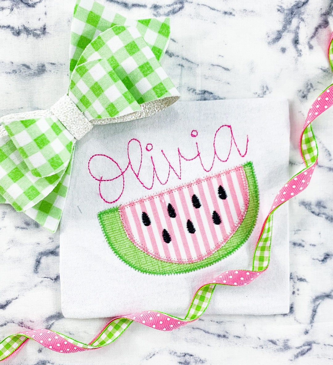 Girls Embroidered Watermelon Shirt, Watermelon Applique Tee, Watermelon ...