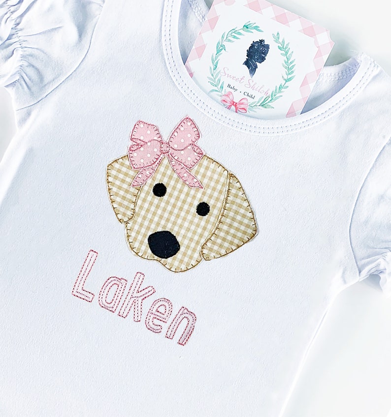 Puppy With Bow Shirt Girls Monogram Puppy Shirt Baby Girl - Etsy