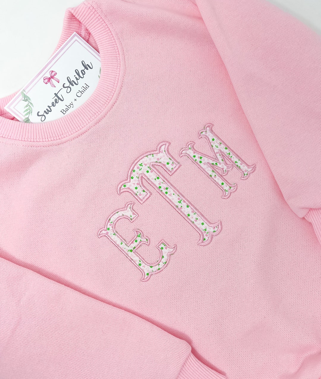 Girls Monogram Floral Sweatshirt, Monogram Initial Baby Shirt, Baby ...