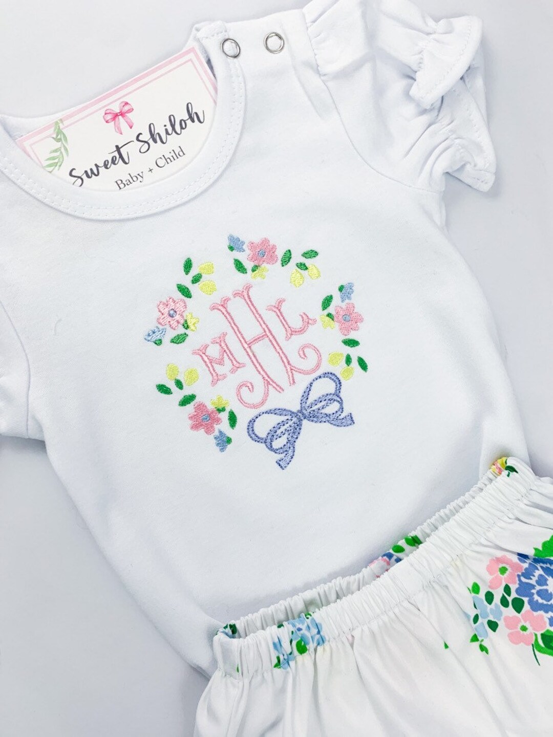 Monogram Floral Shirt, Girls Monogram Frame Shirt, Baby Girl Floral ...