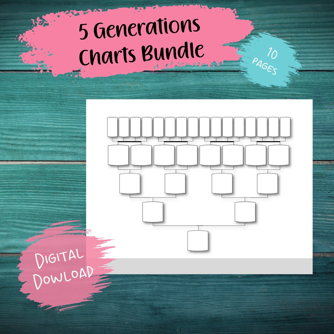 5 Generation Family Tree Templates Ancestry Family Tree | Etsy