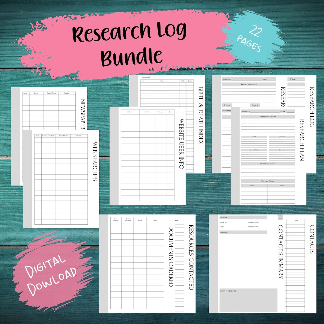 Research Logs Bundle | Family Research | Genealogy Planners | Ancestry ...