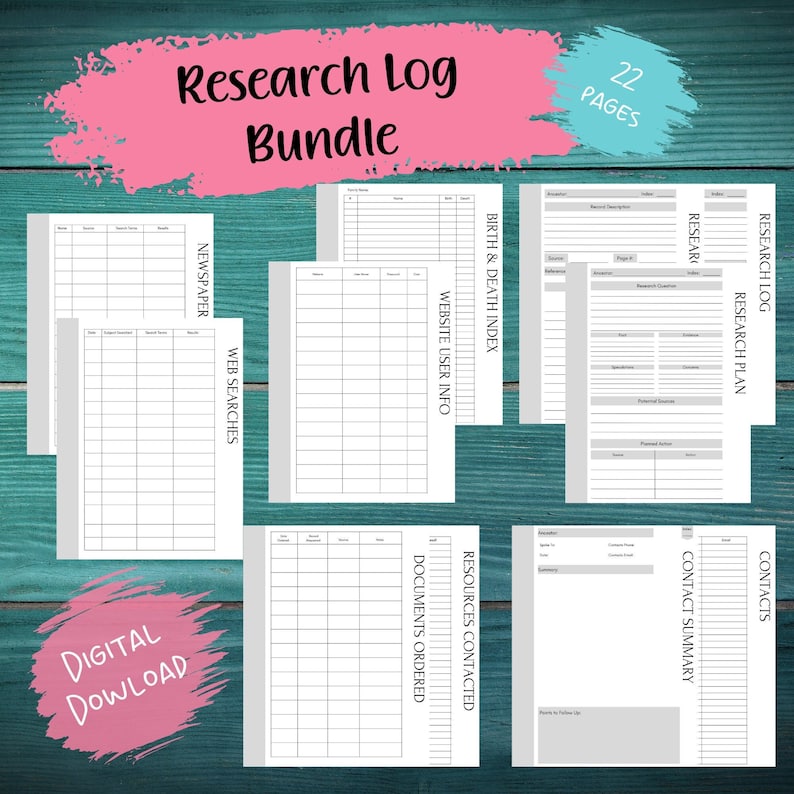 Research Logs Bundle Family Research Genealogy Planners - Etsy