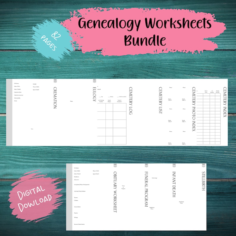 Genealogy Worksheets Ancestry Printable Family Research - Etsy