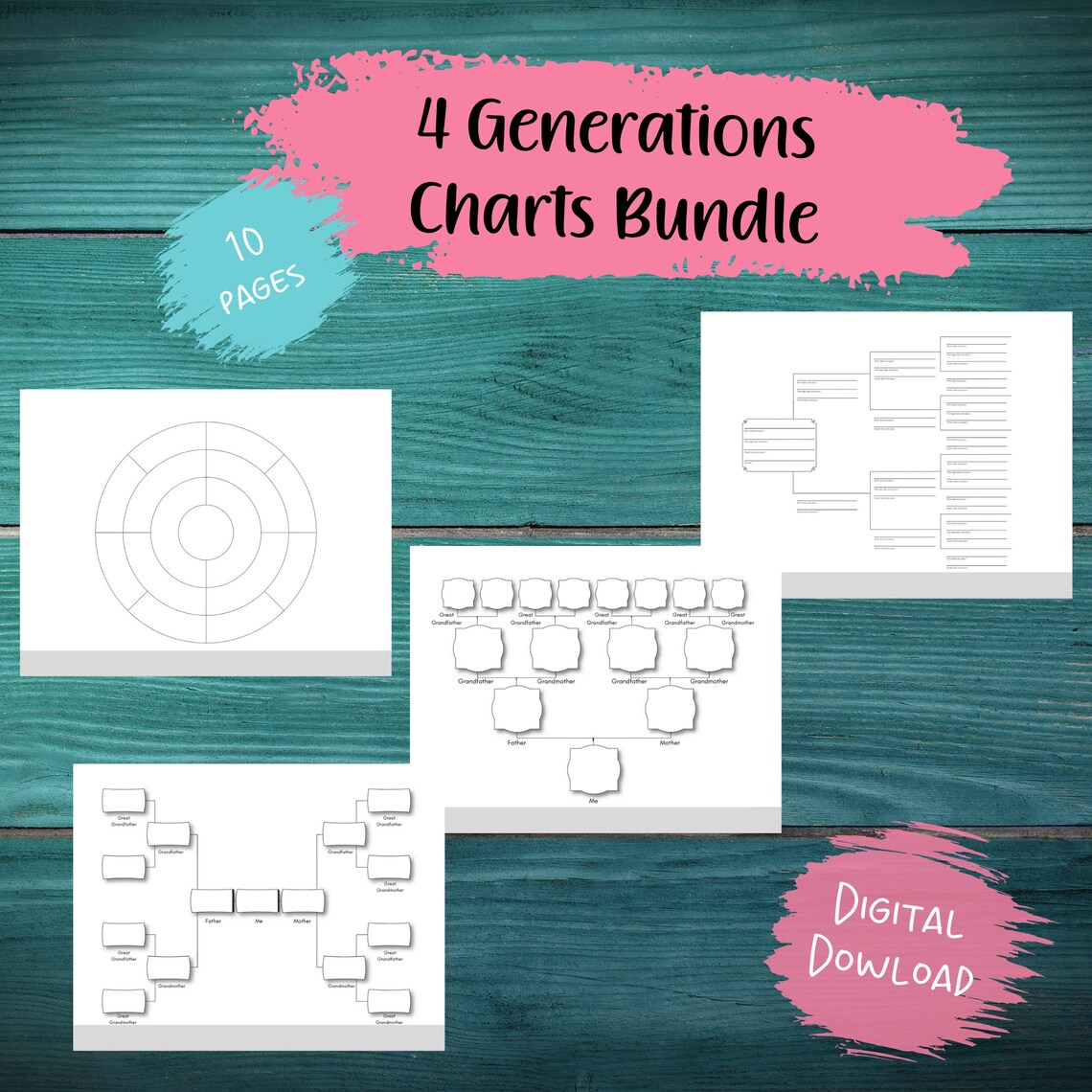 Family Tree Bundle Ancestor Family Trees Genealogy Planner | Etsy
