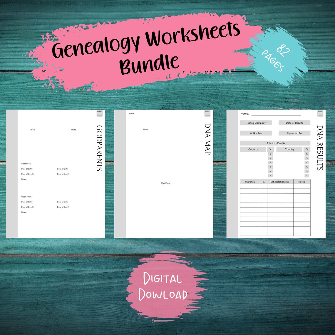 Genealogy Worksheets Ancestry Printable Family Research - Etsy
