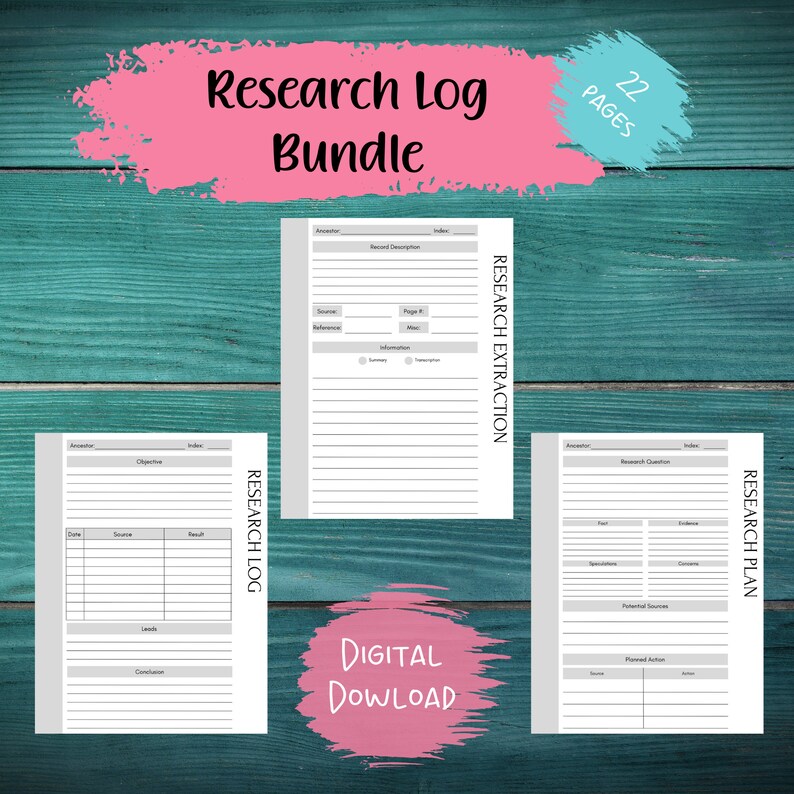 Research Logs Bundle Family Research Genealogy Planners - Etsy