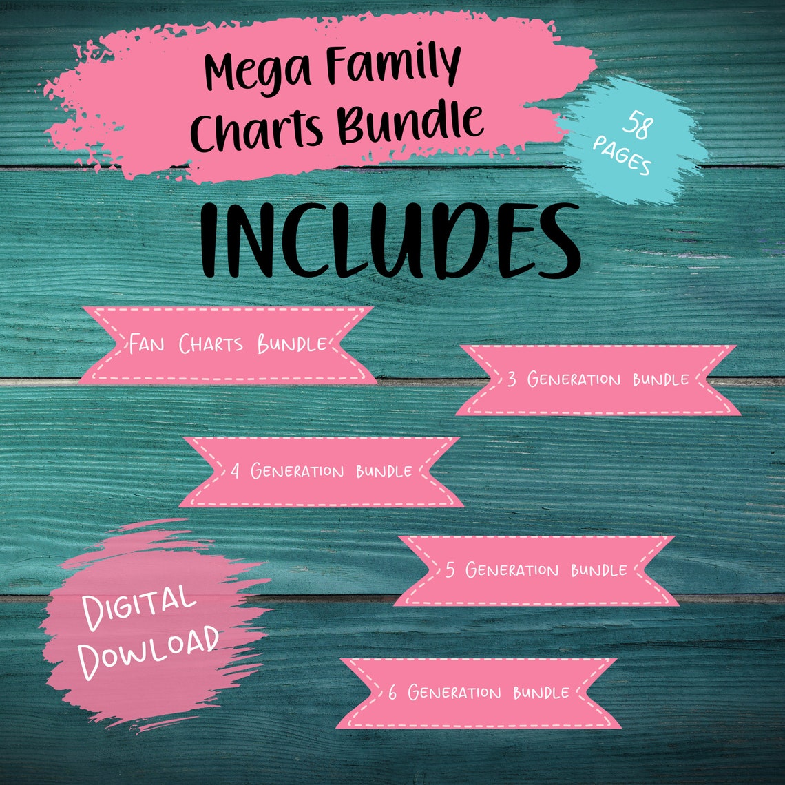 Family Tree Bundle Ancestor Family Trees Genealogy Planner | Etsy