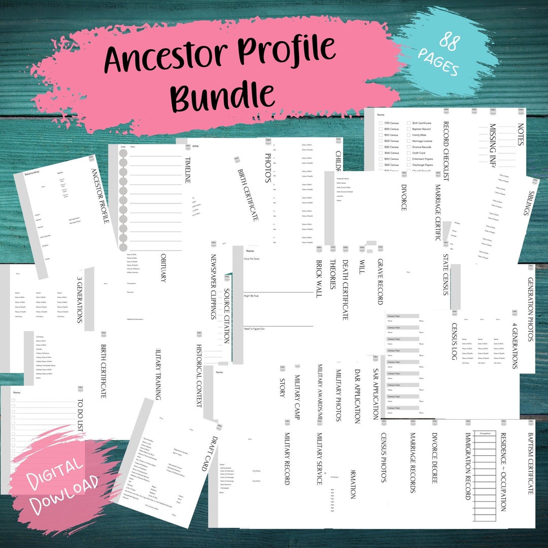 Family History Ancestor Profile | Family History Digital Download ...