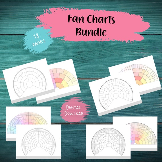 Ancestry Fan Charts Printable Family Tree Genealogy Etsy