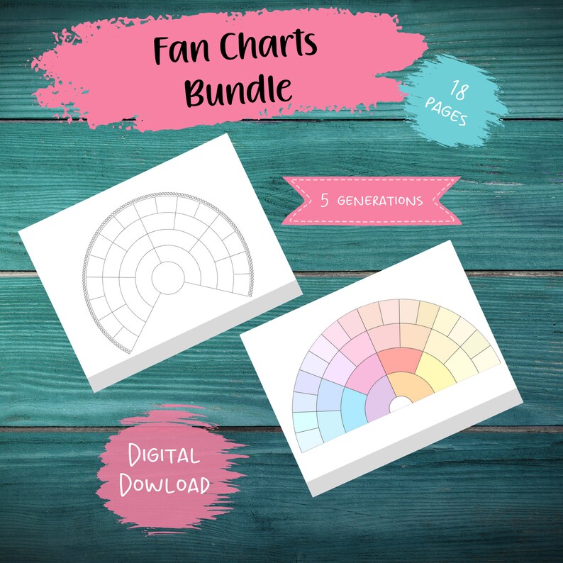 Ancestry Fan Charts Printable Family Tree Genealogy - Etsy