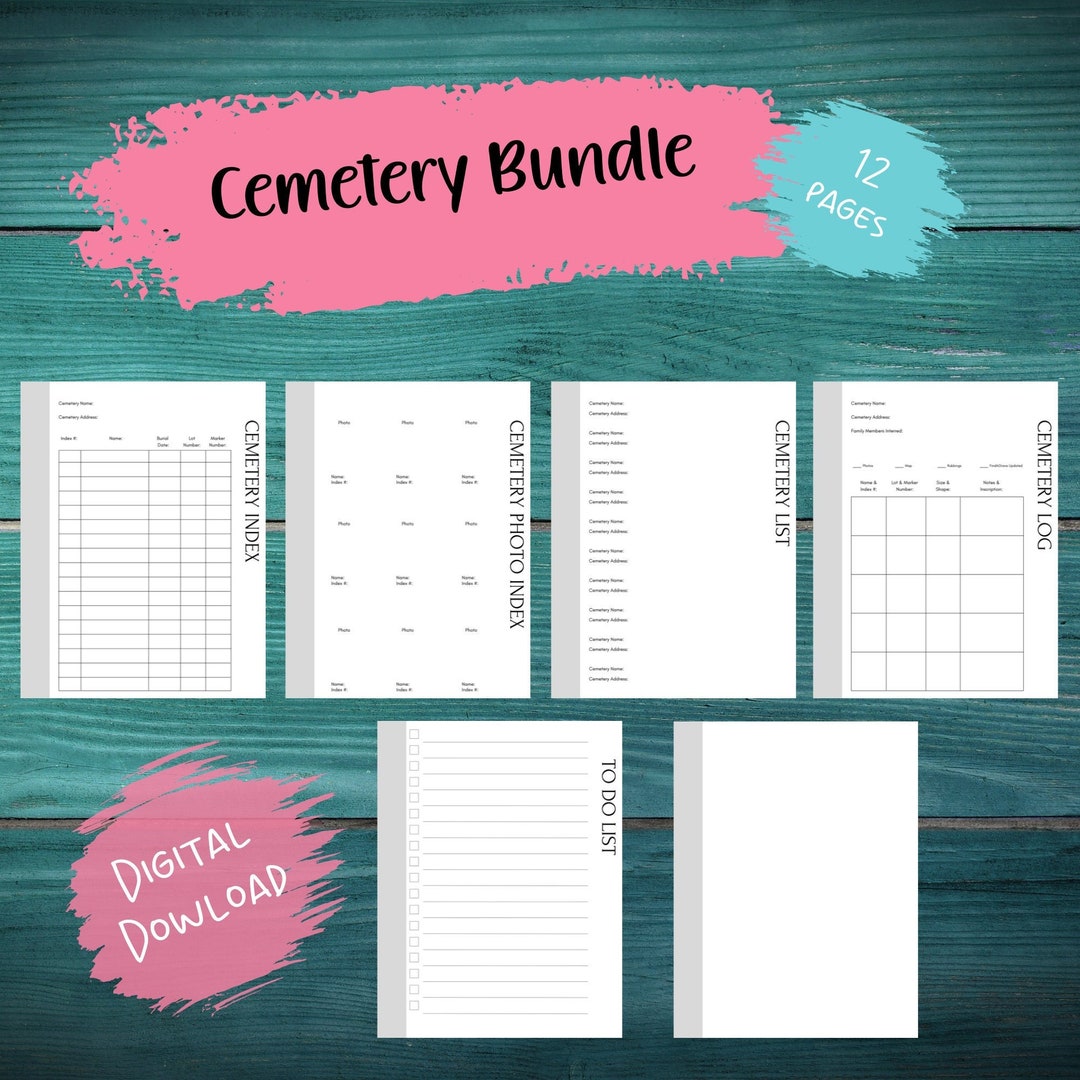 Cemetery Bundle | Family Research | Genealogy Forms | Ancestry Charts ...