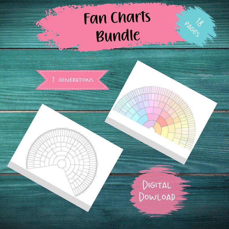 Ancestry Fan Charts Printable Family Tree Genealogy - Etsy