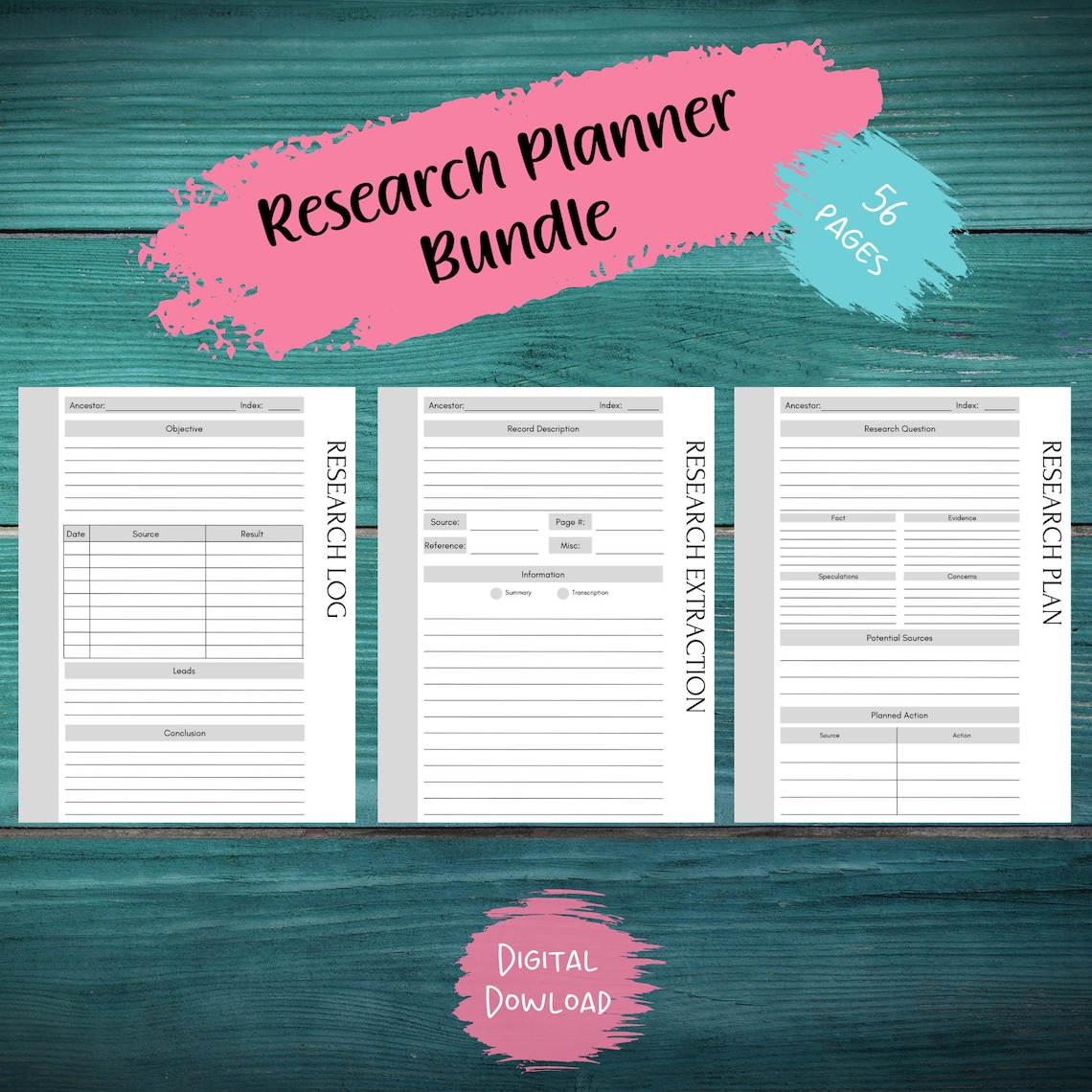 Ancestry Research Planner | Genealogy Organizers | Printable Ancestry ...