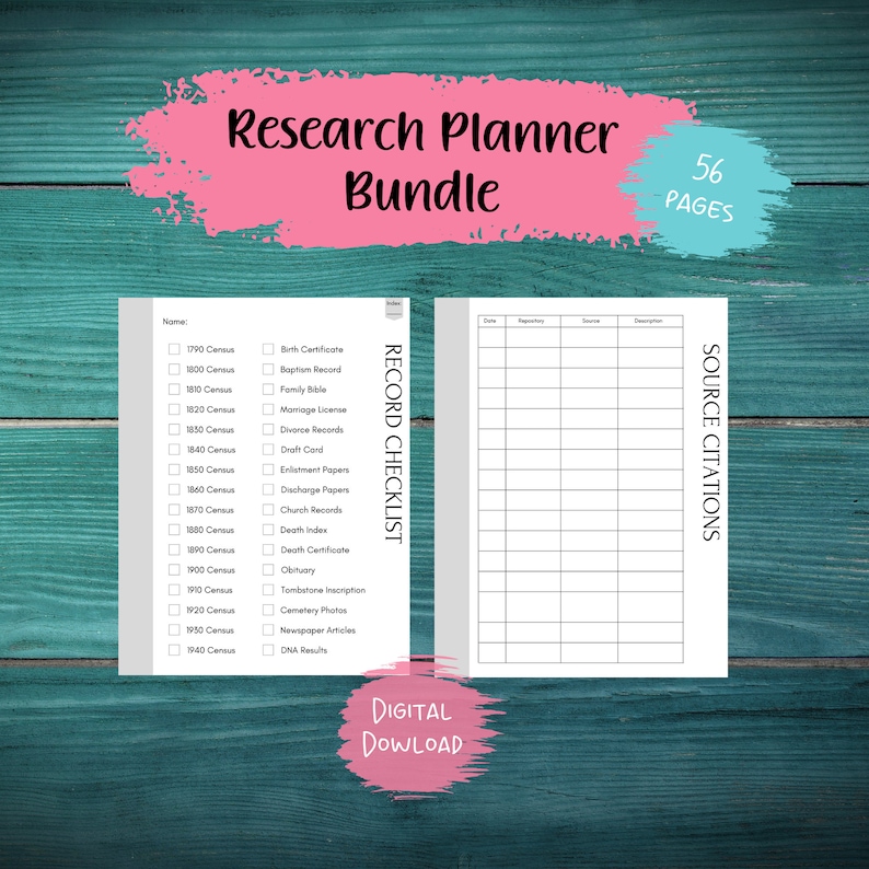 Ancestry Research Planner Genealogy Organizers Printable - Etsy