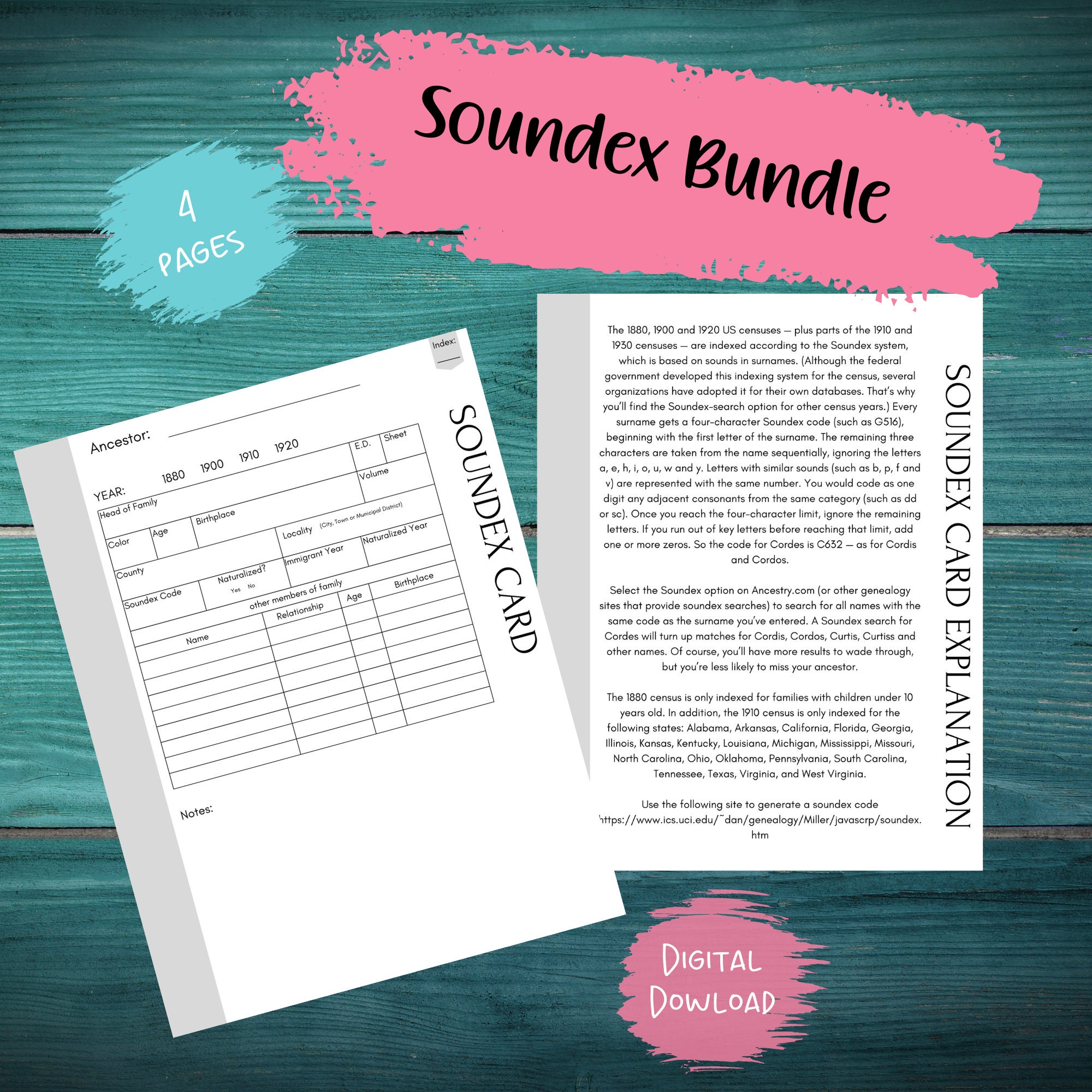 Genealogy Soundex Ancestry Research Family History - Etsy