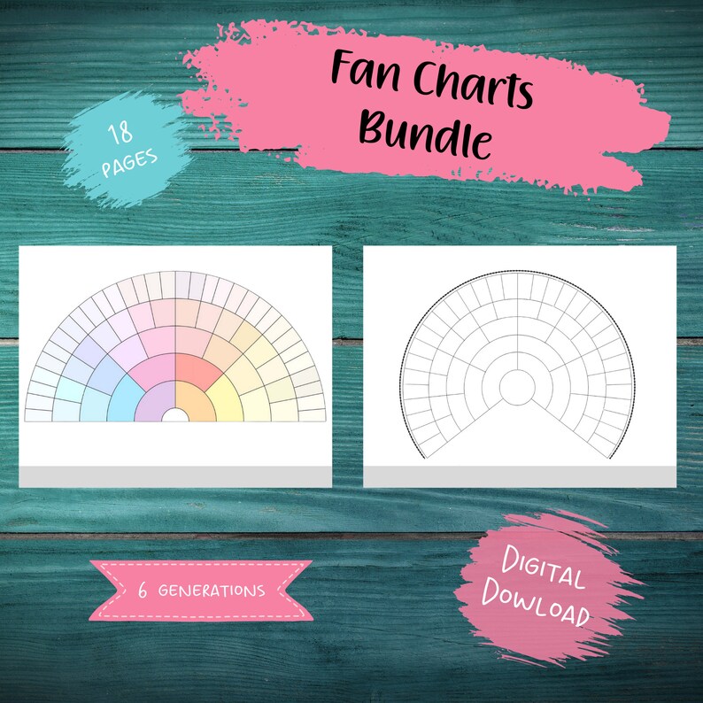 Ancestry Fan Charts Printable Family Tree Genealogy - Etsy