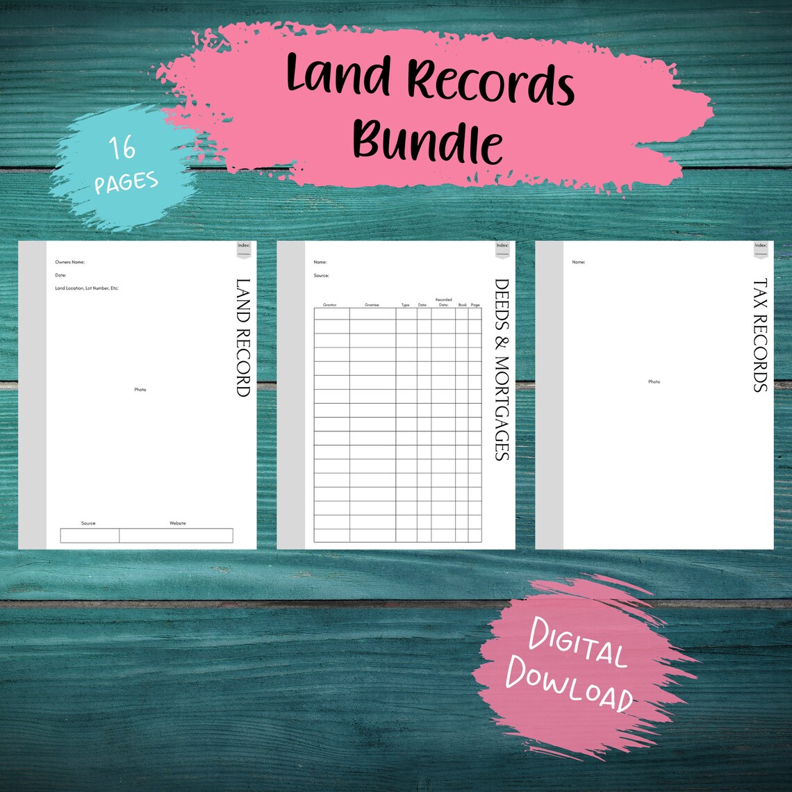 Land Records Printable Genealogy Forms Ancestry Research - Etsy