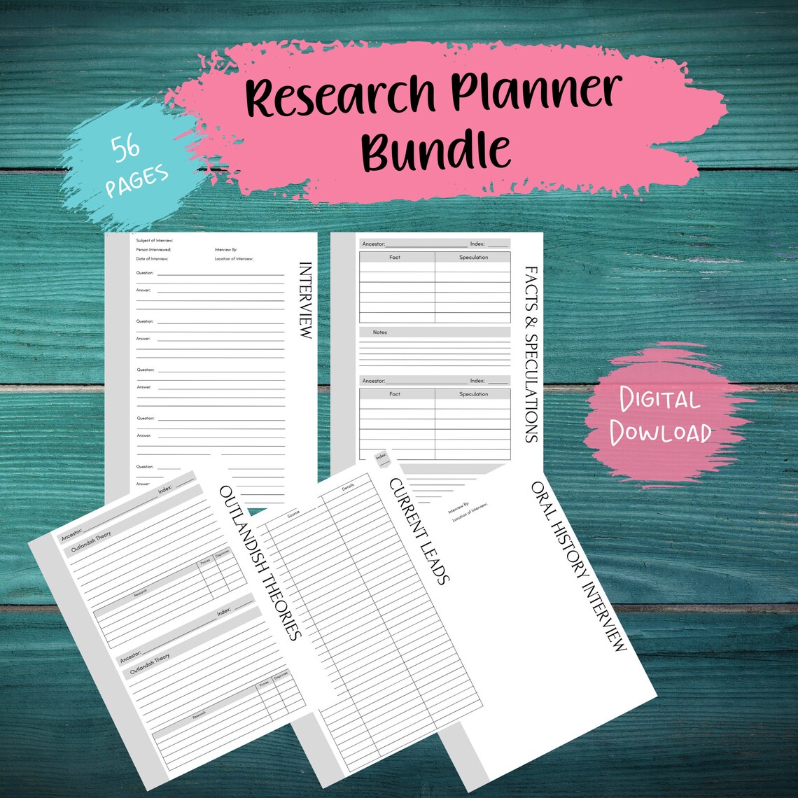 Ancestry Research Planner Genealogy Organizers Printable - Etsy