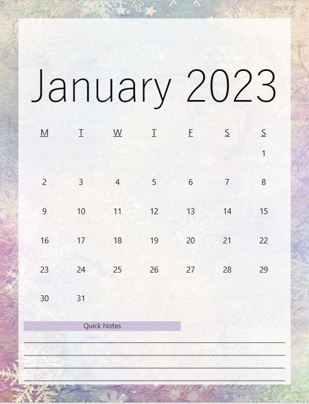 Printable 2023 Calendar & Notepad - Etsy