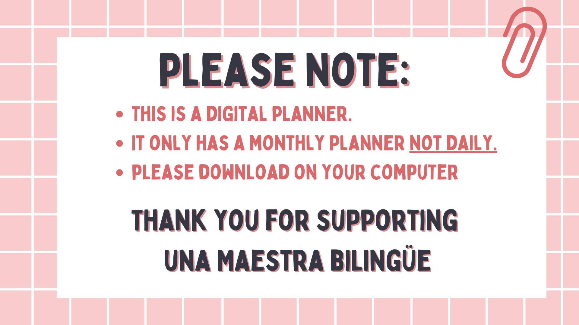 Printable Bilingual Teacher Planner for 2024 - 2025 School Year ...