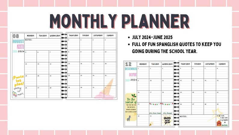 Printable Bilingual Teacher Planner for 2024 - 2025 School Year ...