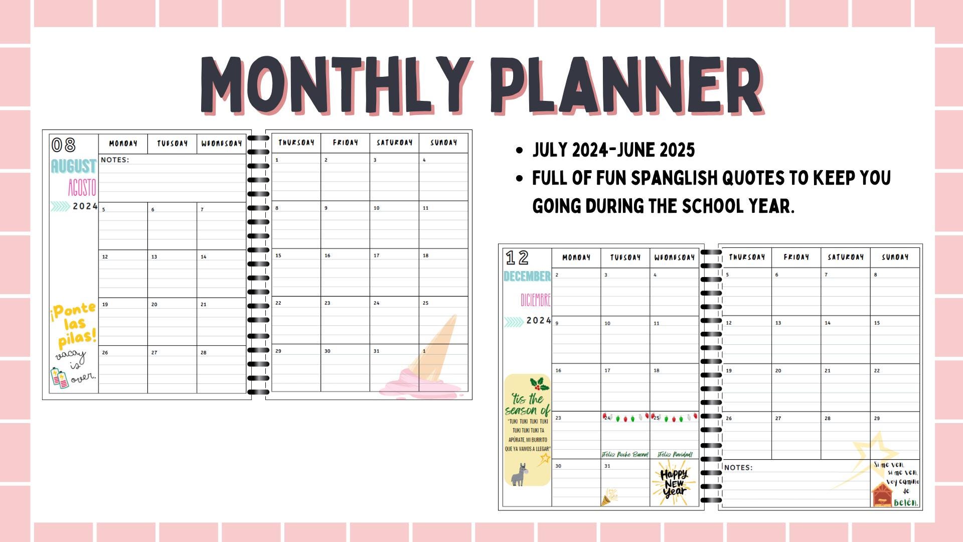 Printable Bilingual Teacher Planner for 2024 - 2025 School Year ...