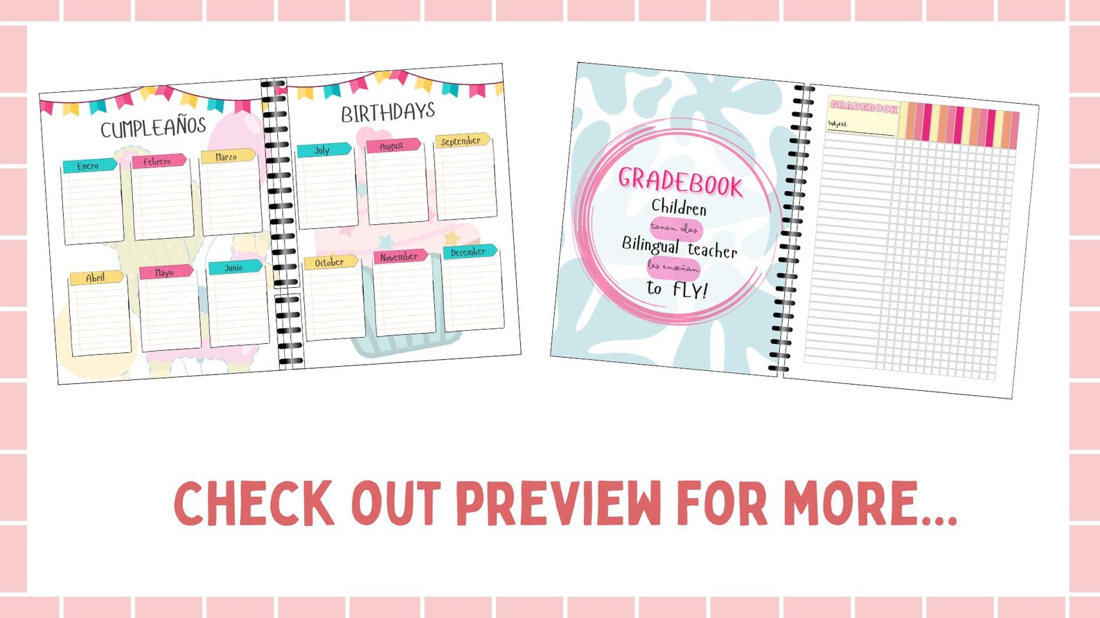 Printable Bilingual Teacher Planner for 2024 - 2025 School Year ...