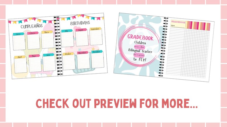 Printable Bilingual Teacher Planner for 2024 - 2025 School Year ...