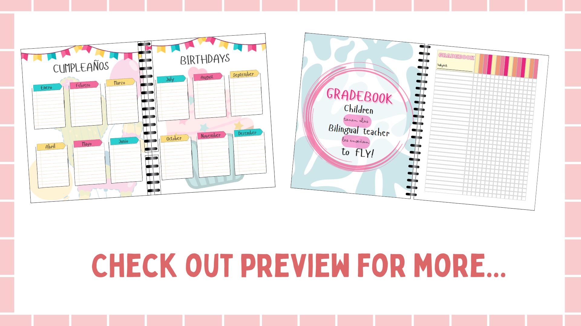 Printable Bilingual Teacher Planner for 2024 - 2025 School Year ...