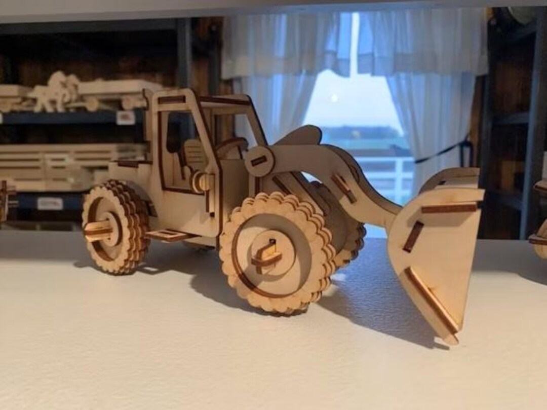 Wheel Bucket Loader DIY Kit Build Model; Wood Display Bucket Loader Toy ...