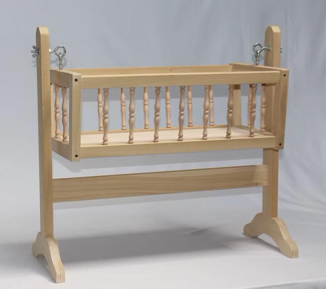 Swinging Doll Cradle Toy, Solid Wood Rocking Cradle for Baby Dolls ...