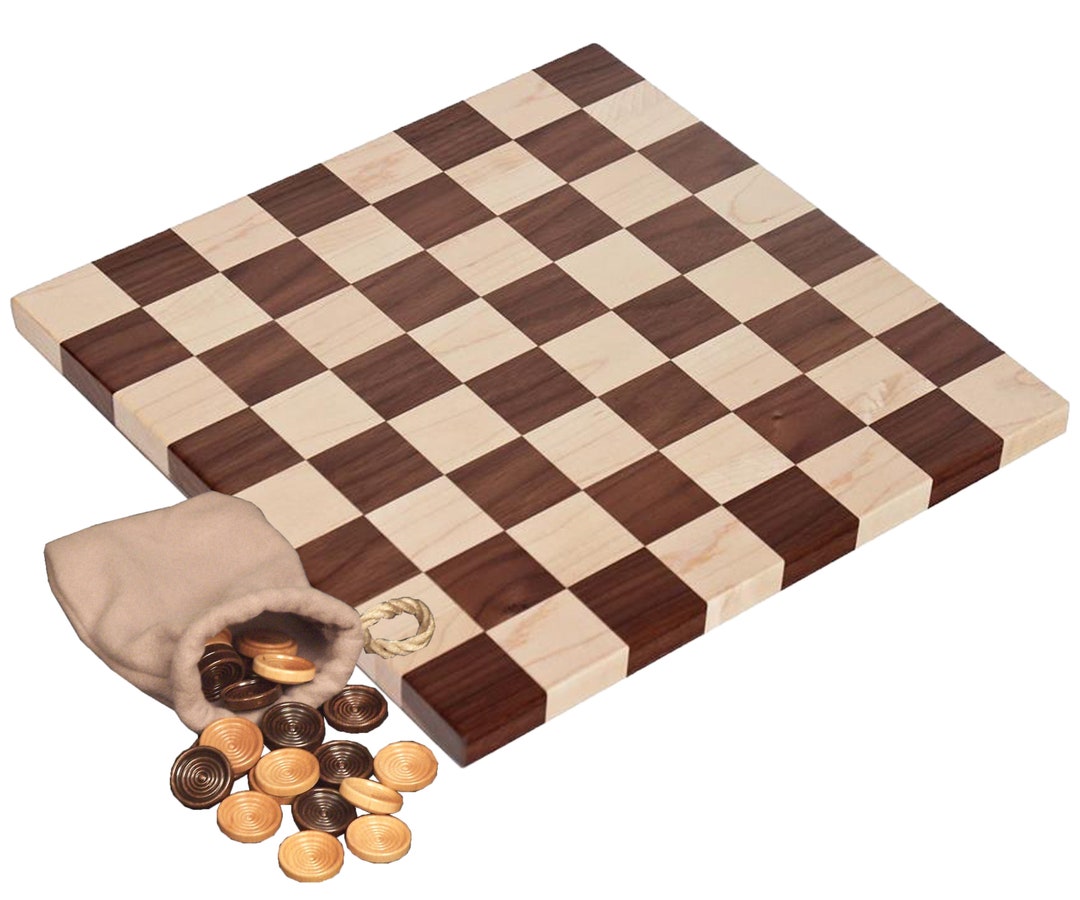 Solid Maple and Walnut Wood Checker Board Game, 12.25 X 12.25 Square ...
